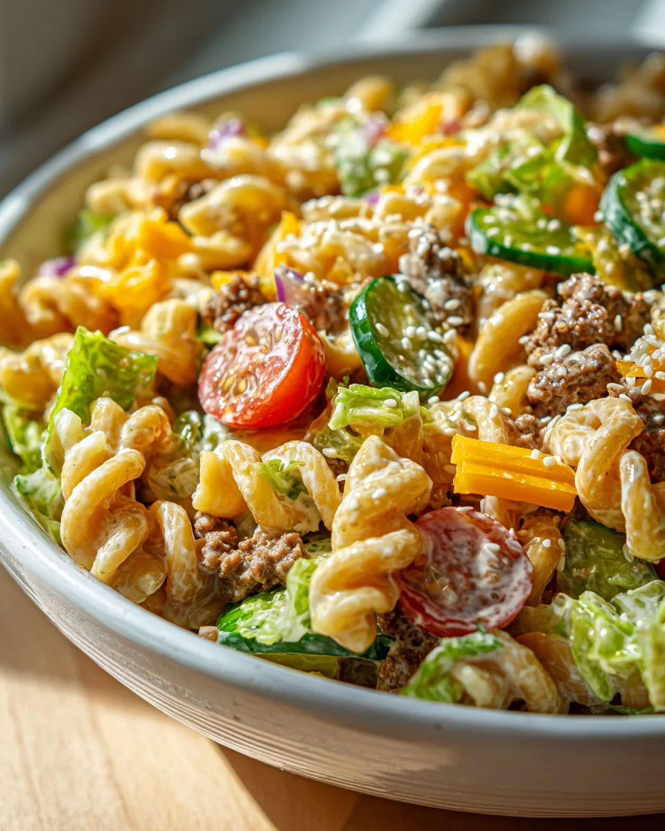 Big Mac Pasta Salad: Deftiger Nudelsalat im Burger-Stil - Tastelle
